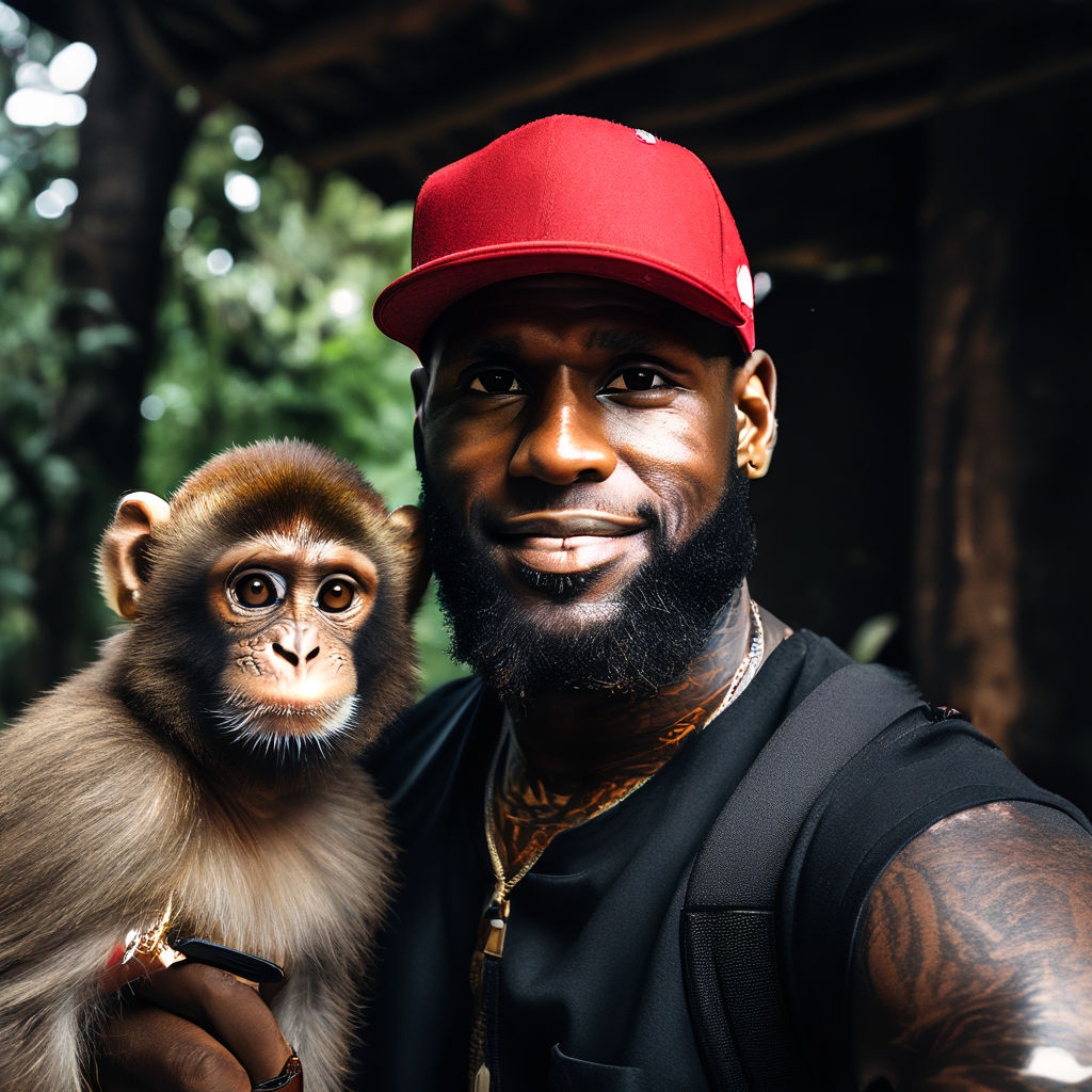 Lebron james taking a selfie with a monkey by Eazen Tan (Hillgrovess ...