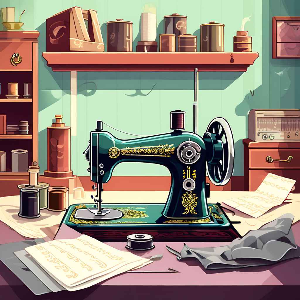 Illustration of a sewing machine sewing by Adilah Idrissi Bey - Playground