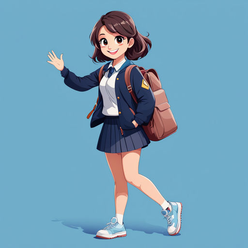 Full body-cute-high scool student-girl-2d-animation-style-an... by 유영주 ...