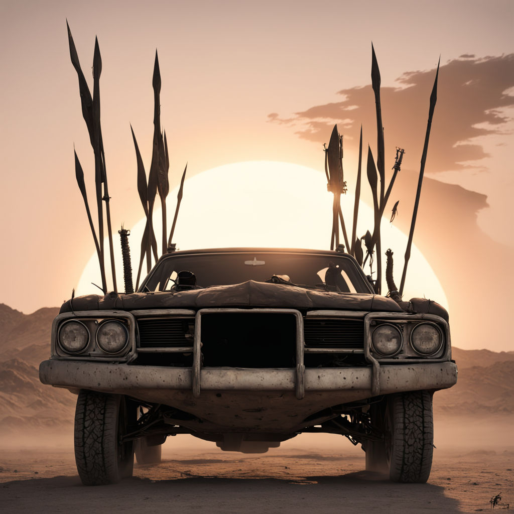 Car bristling with spears in a Mad Max-inspired wasteland by Niloofar ...