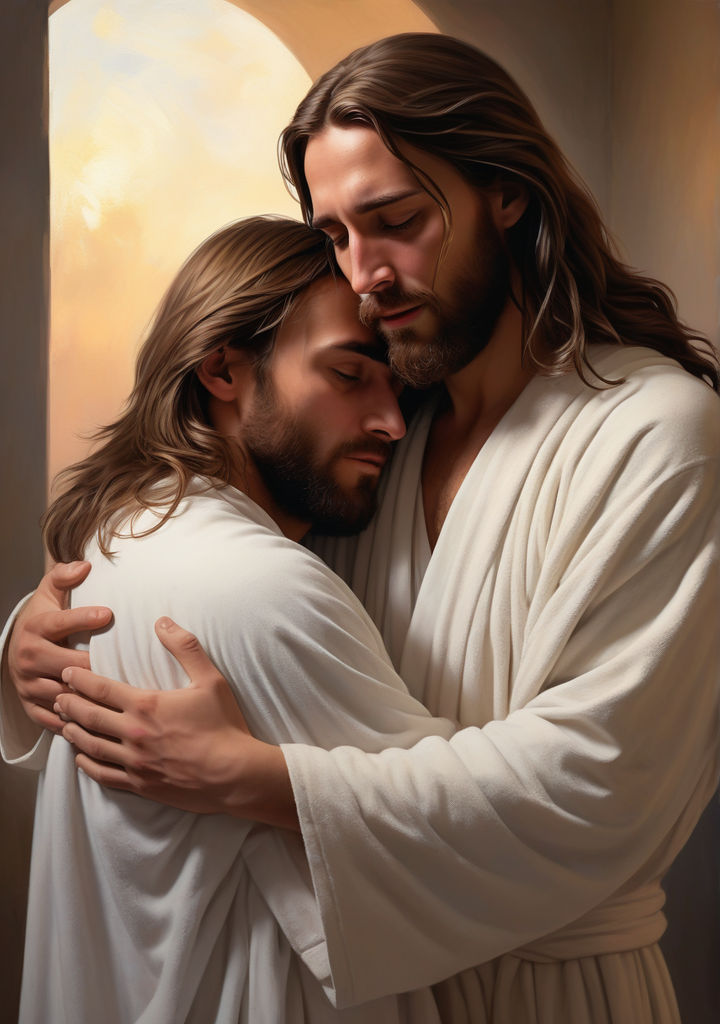 Jesus in white robe by Matheus Rafael - Playground