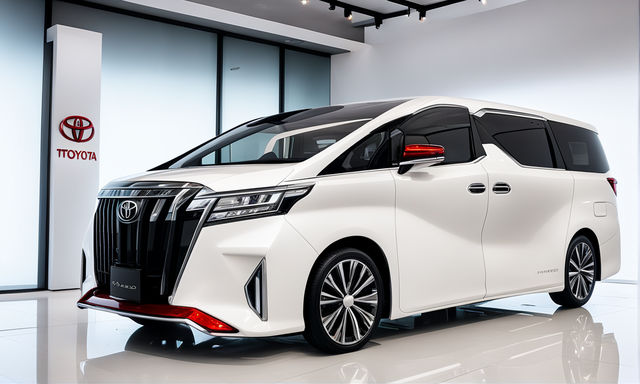 The image depicts the front red of a 2025 Toyota Alphard i... by tara ...