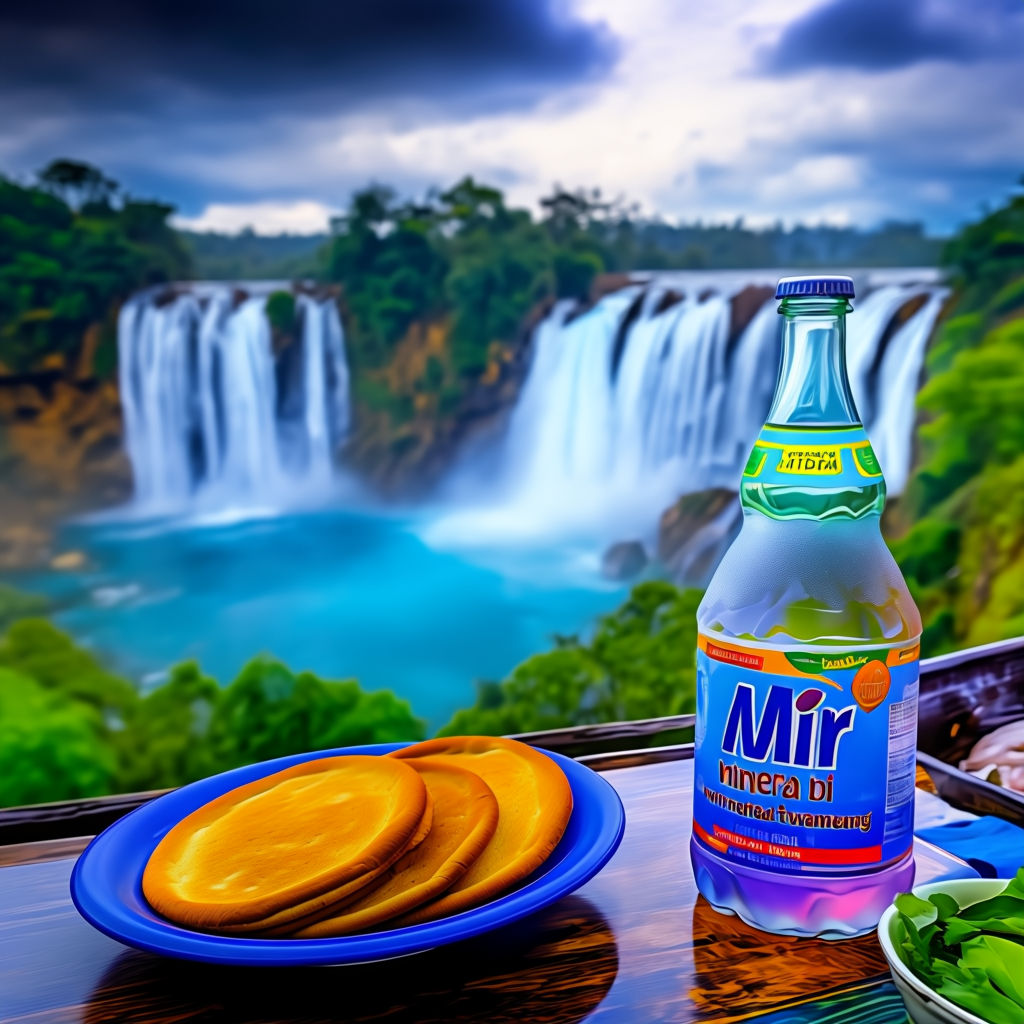 Air mineral vit dan roti yang disajikan di meja dengan posis... by ...