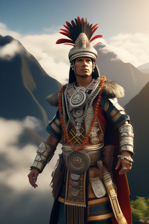 Full body. Inca standing in the citadel of Machu Picchu by Miguel Angel ...