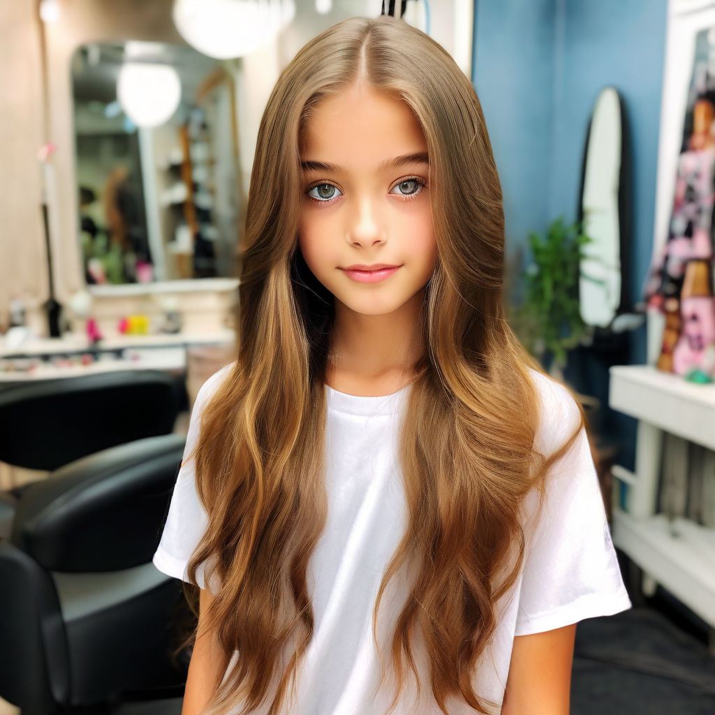 Very beautiful 13 year old girl with straight hair in the be... by ...