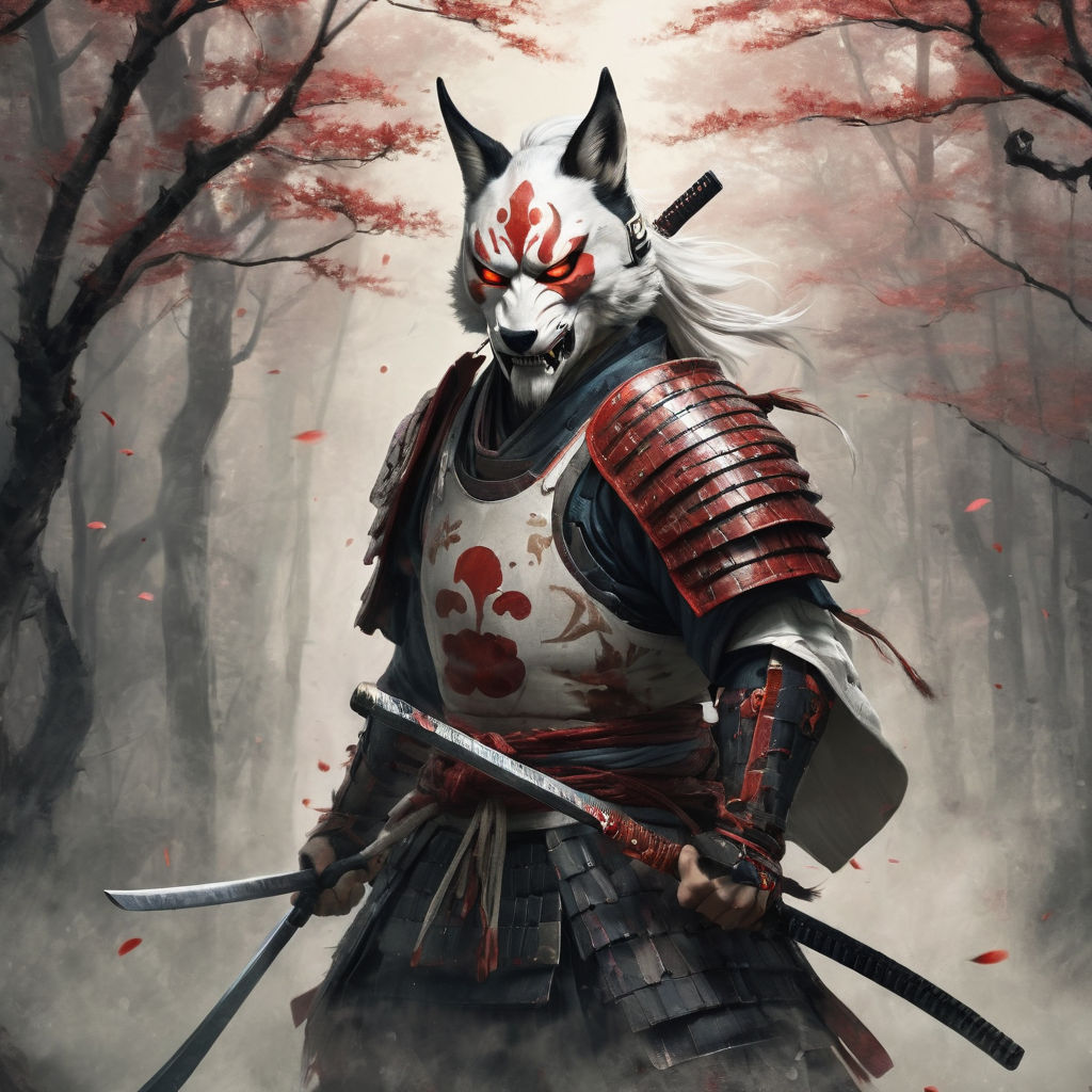 Samurai with wolf ears and red markings by Shade of the Irony - Playground