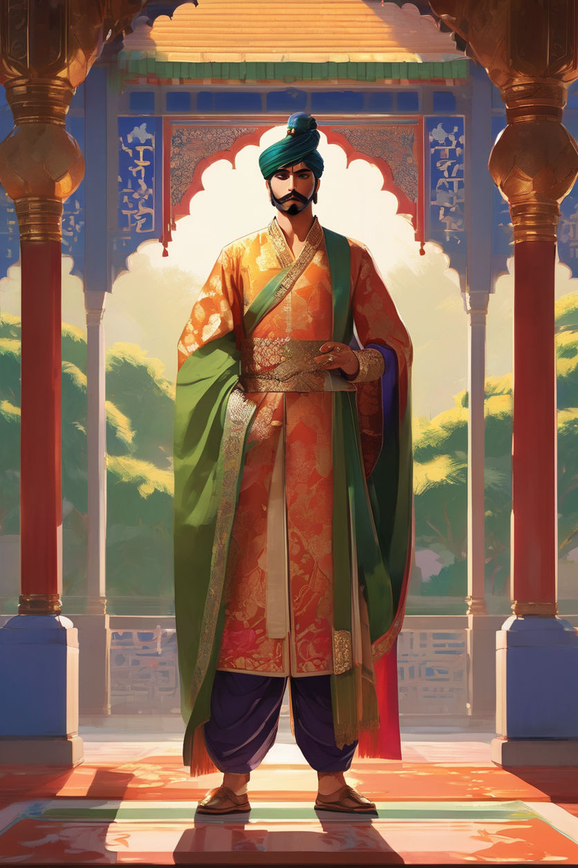 Mughal Emperor Akbar depicted in full body by hannibal king - Playground