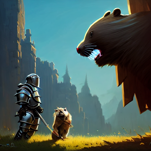 A beaver in the armor of a knight prepares for the siege and... by ...