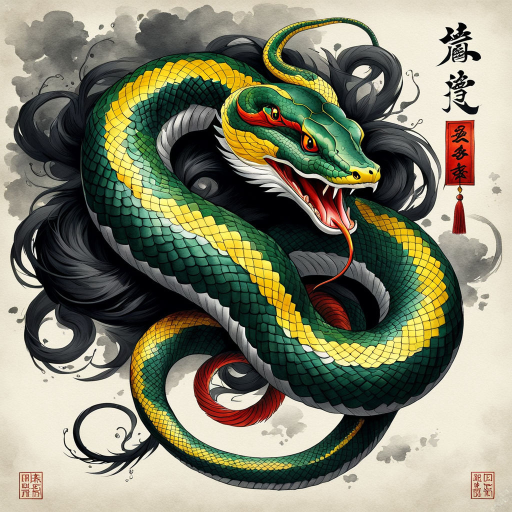 A snake in Chinese mythology by Joy竹夭 - Playground