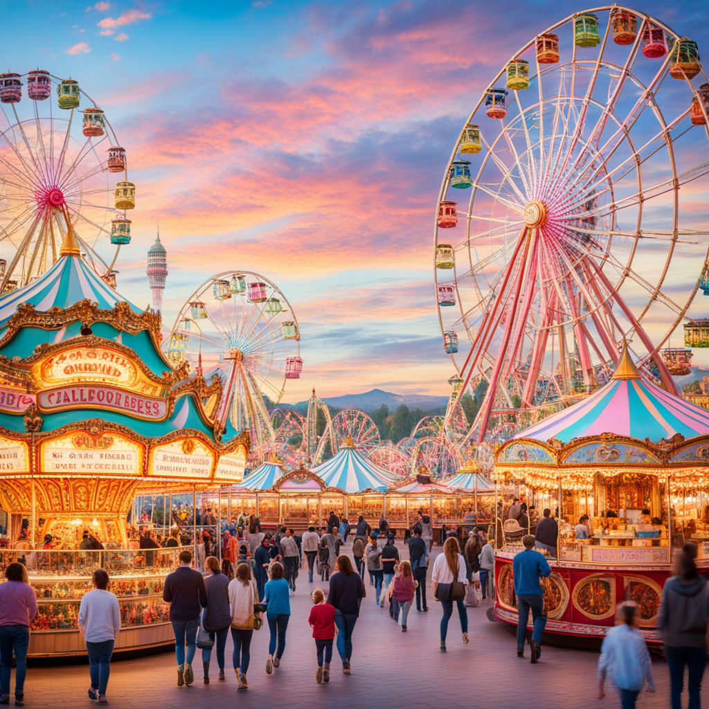 Daytime scene of a bustling amusement park by Катя Пащенко - Playground