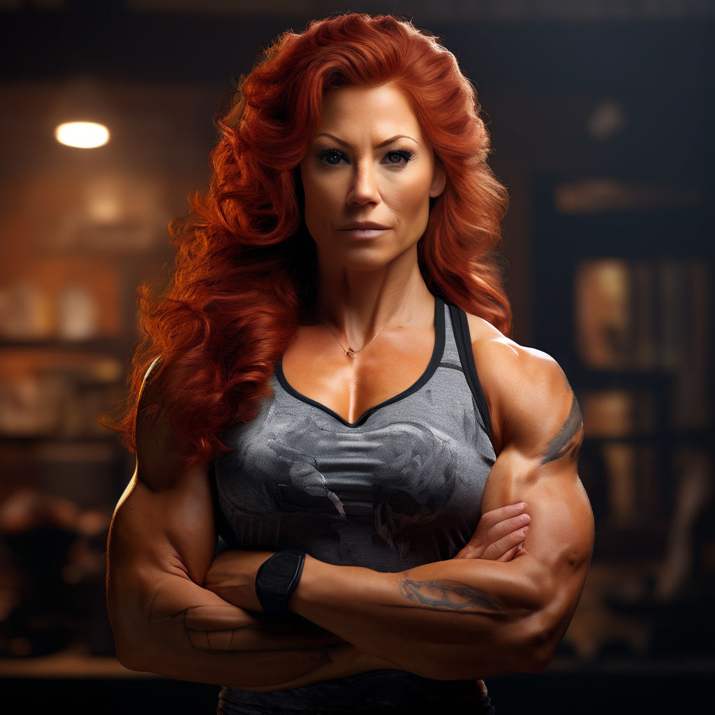 Hyper realistic representation of a powerful female bodybuil... by ...