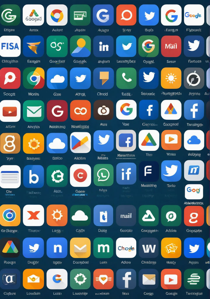 Modern digital marketing app logos arrayed in a focused layo... by ...