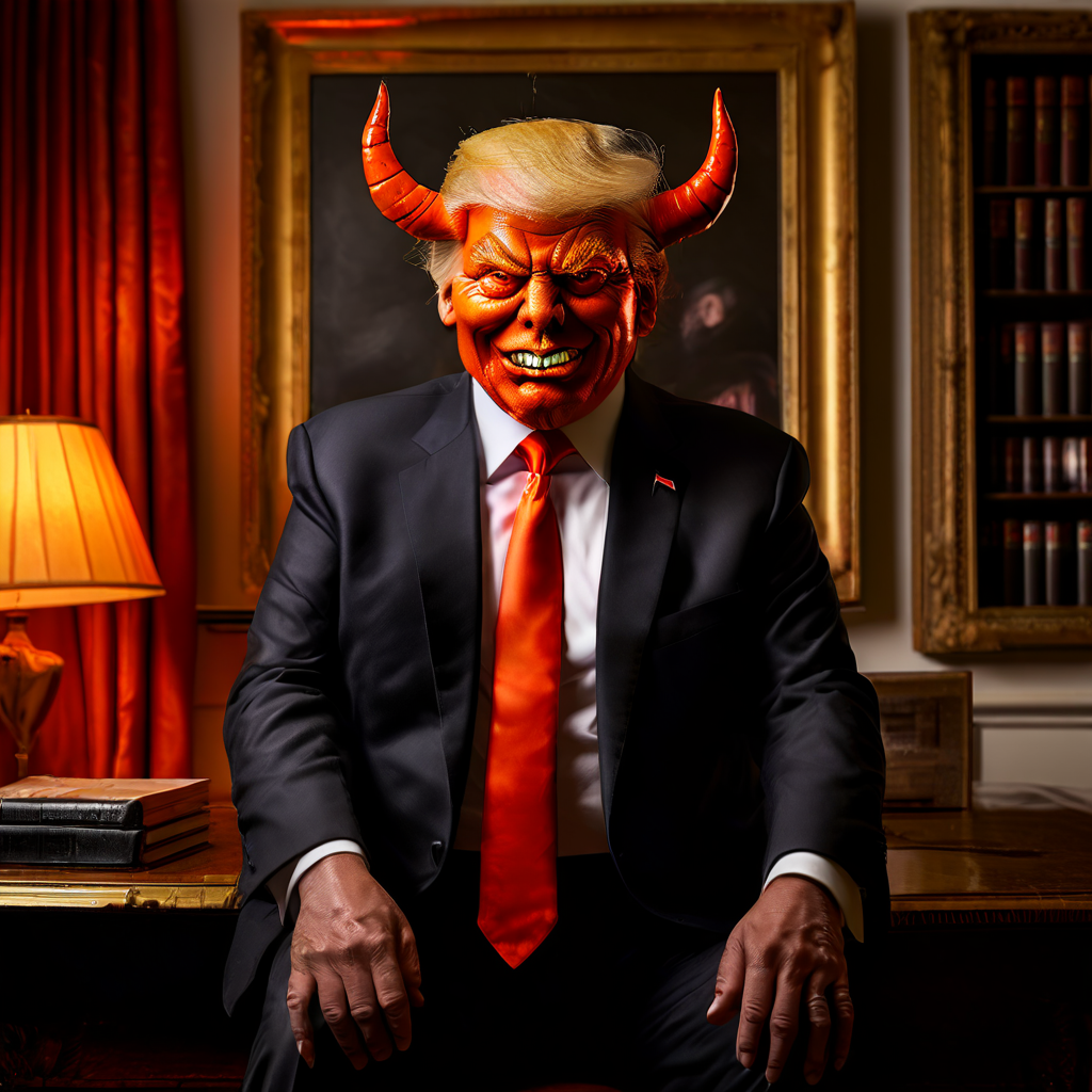 Donald Trump portrayed as an orange devil by Frank Hennemann - Playground