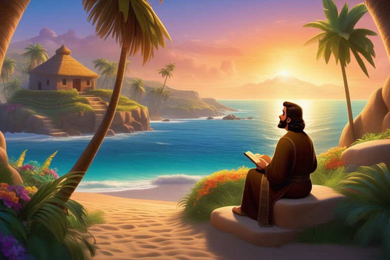 God Speaking to a man while he is resting under a palm tree ... by ARod ...