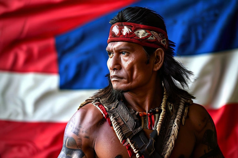 Philippine hero Lapu-Lapu. full body. national flag back gro... by Meri ...