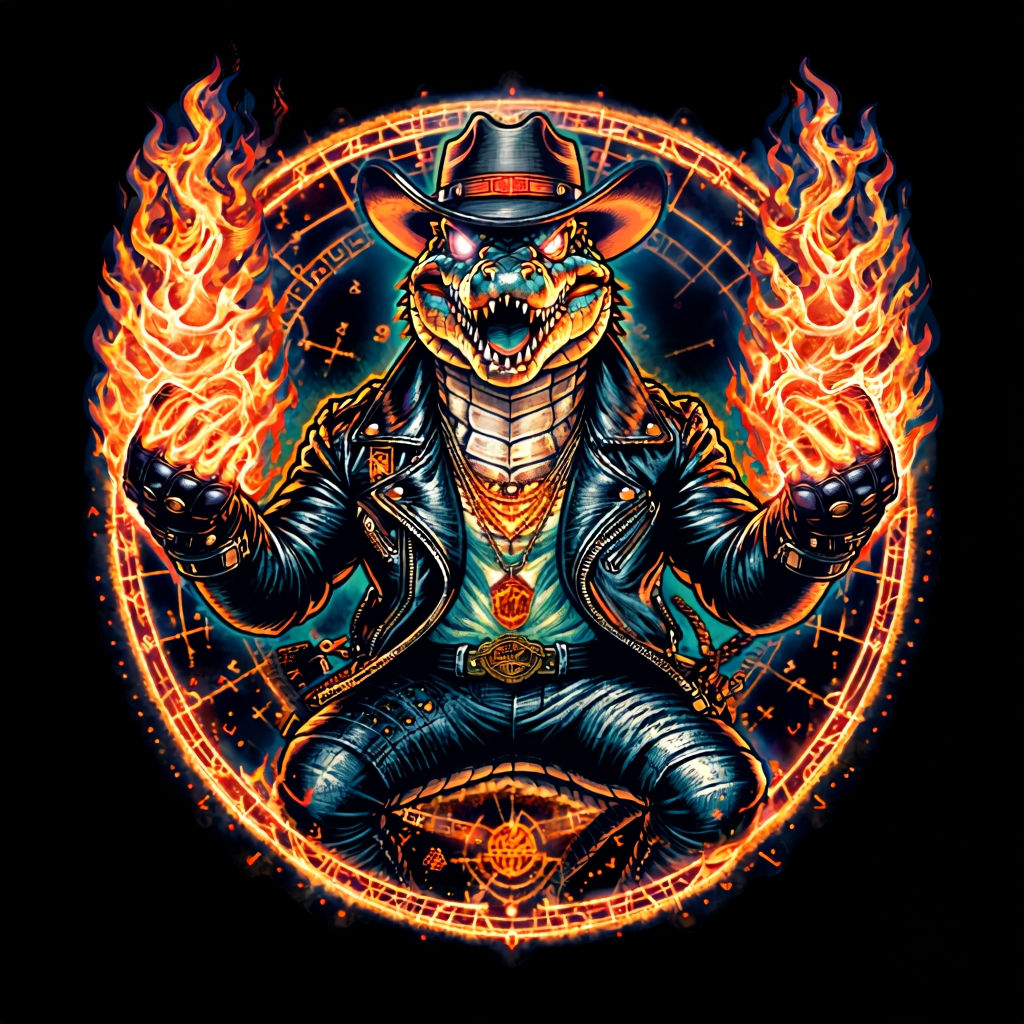 A Badass Ghost Rider Harley Davidson Biker Crocodile Showing Off His ...