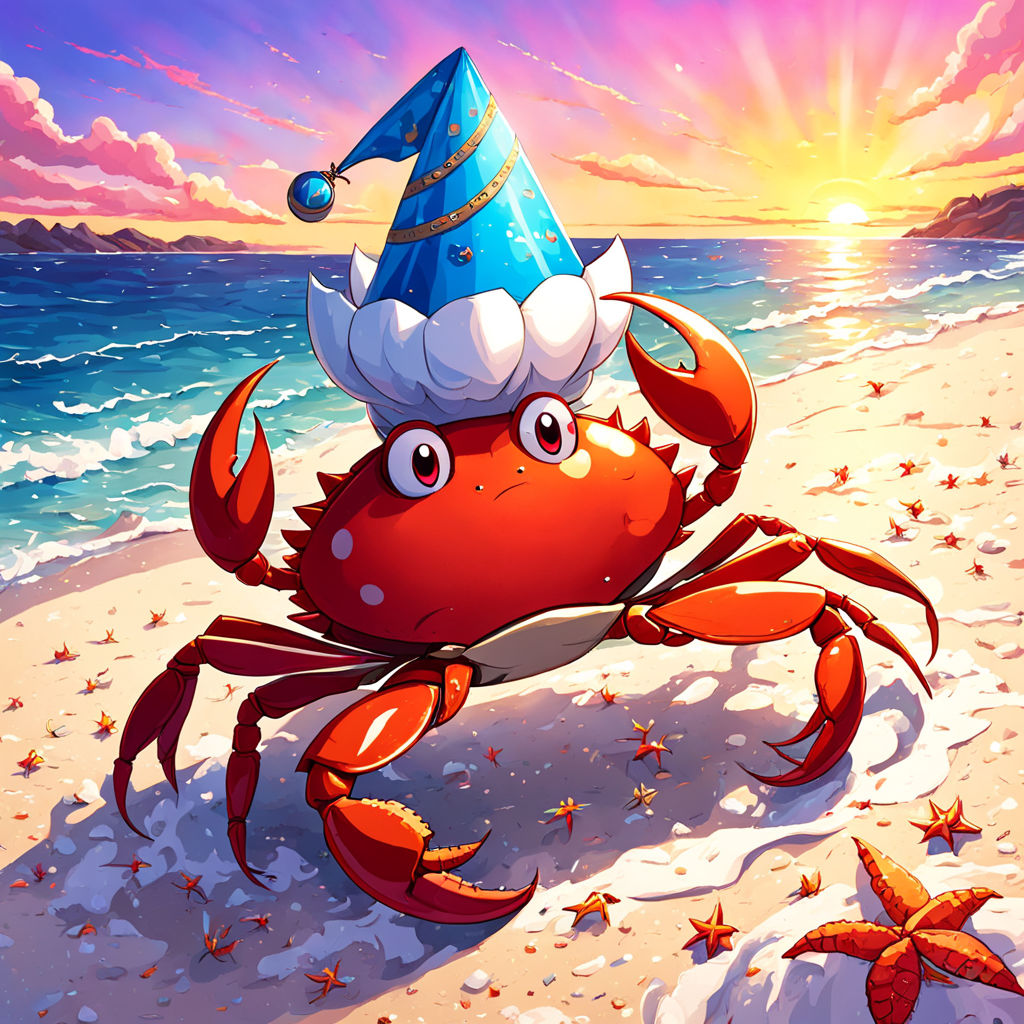 A most spectacular animated crab dancing on the sand wearing... by Deb ...