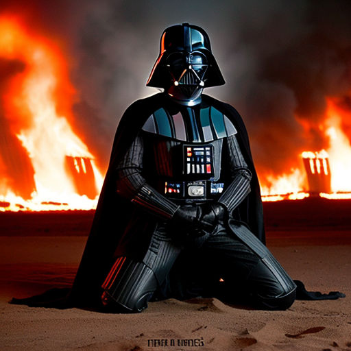 Darth vader kneeling on ground as stormtroopers watch by Freddy The ...