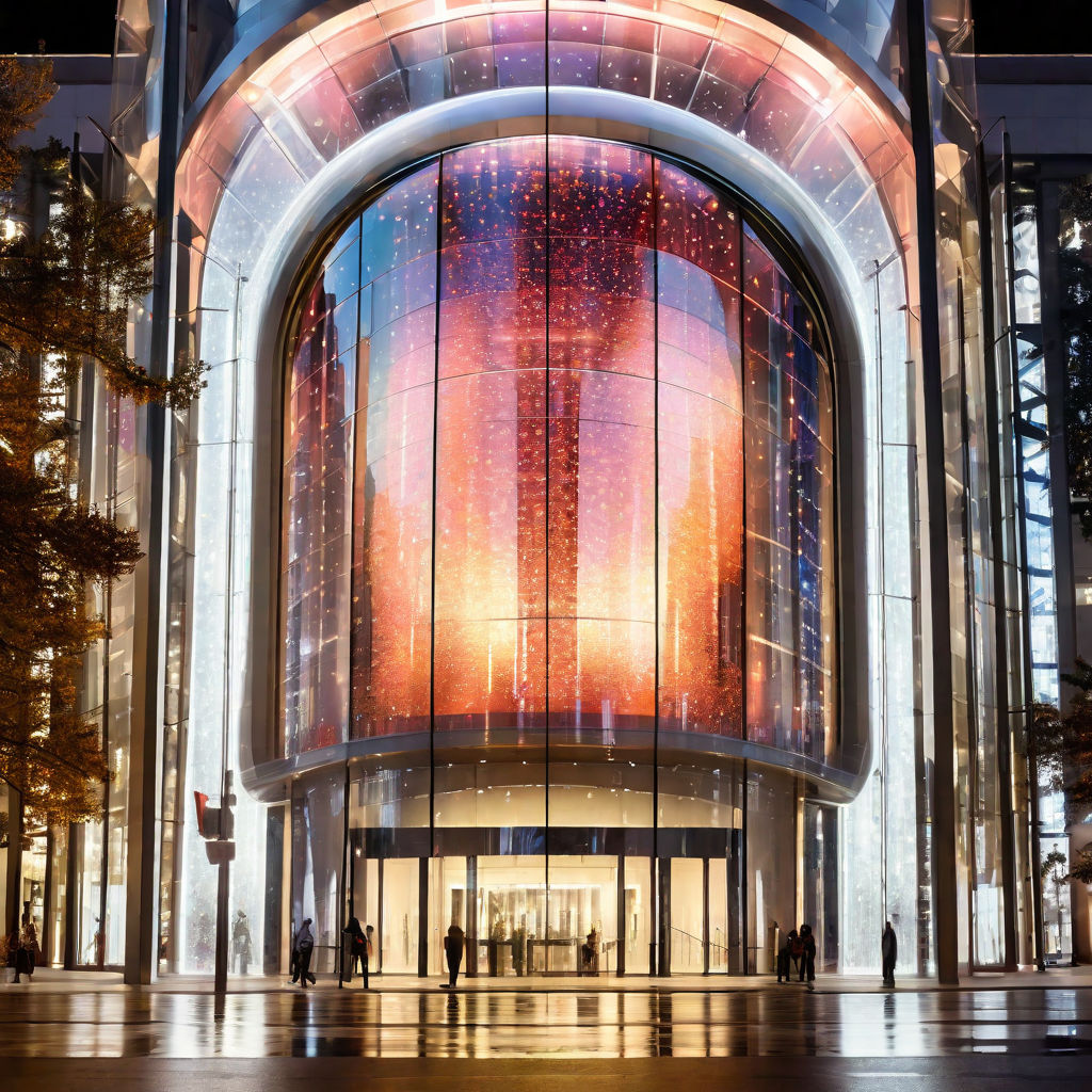 A huge futuristic computer ai large as a building. The face ... by ...