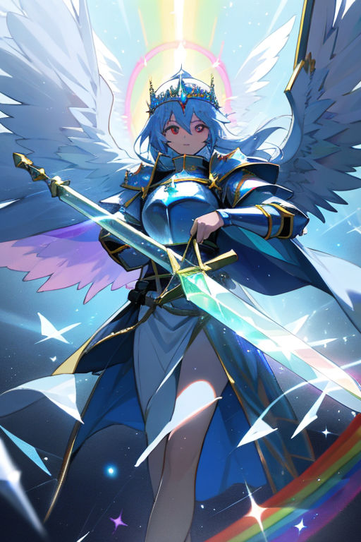 Floating Glorious Holy Knight wearing Rainbow Crystal Armor ... by ፐዘΣ ...