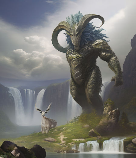 Large mythological creatures with a rocky appearance and fro... by ...