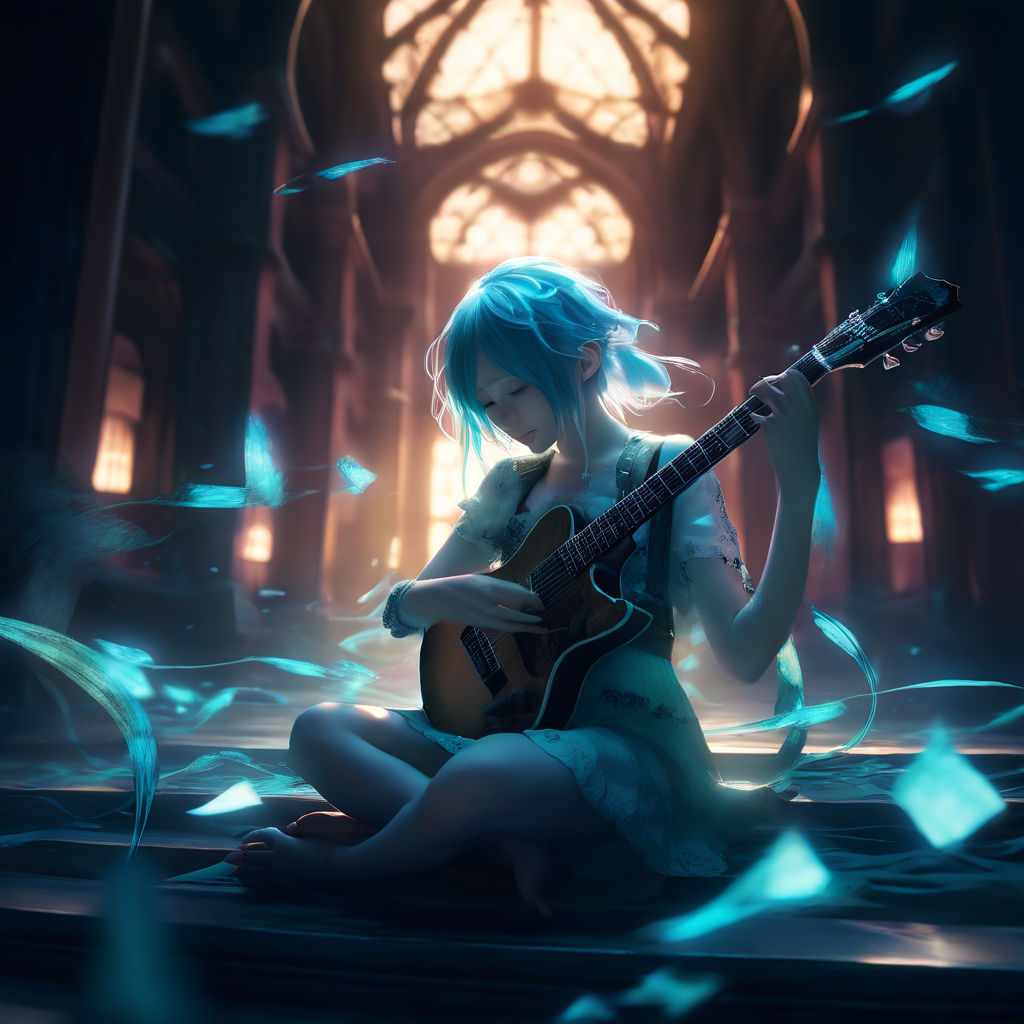 Hatsune Miku hands playing the guitar fretboard by Nikita Chetverov ...