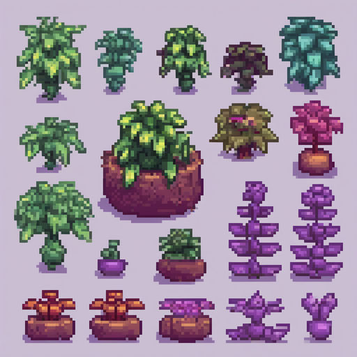 Sprite sheet portraying a mythical plant's progression throu... by ...