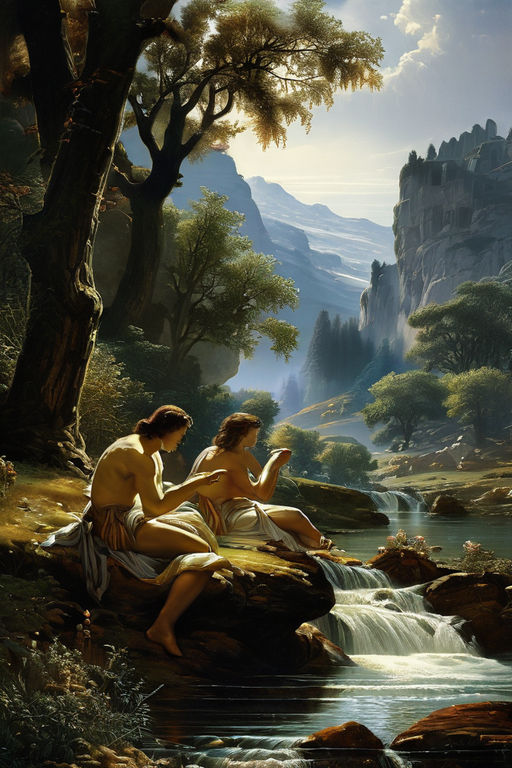 Centaurs sitting by a stream Greek mythology by Perry - Playground
