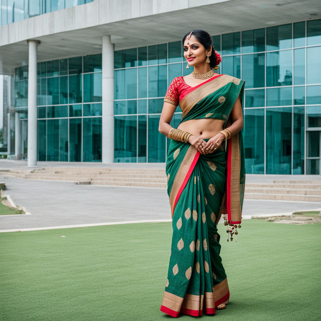Full body head to toe of Feminine Indian woman in traditiona... by ...