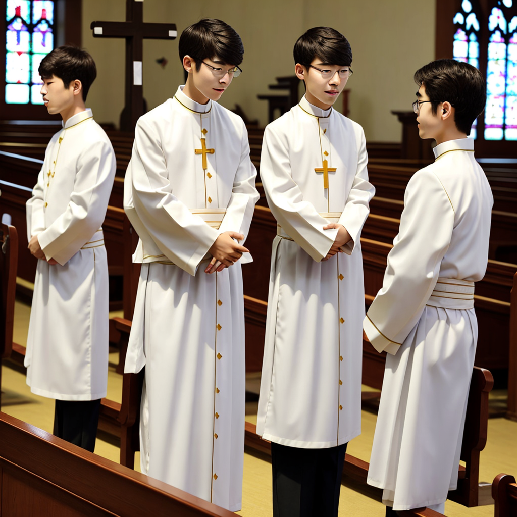 Cute Korean altar boys are wearing vestments at the church by MK K ...