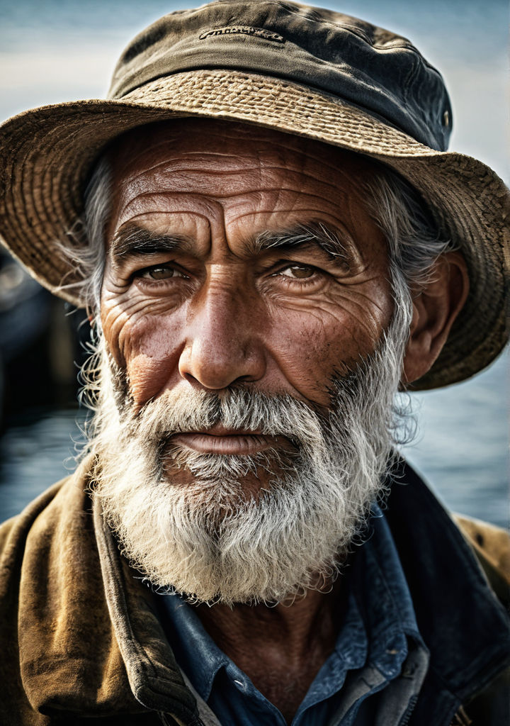 Seasoned fisherman portrait by Shamim Asadi - Playground