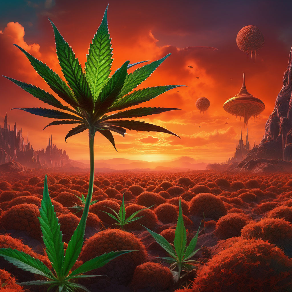 Giant marijuana plant dominating a bizarre alien landscape by QB!K ...