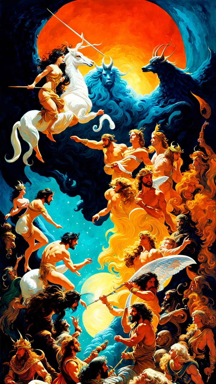 A collage scene of Greek Gods and mythological creatures by HistorianSL ...