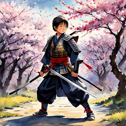 Boy in traditional samurai armor by Nabeesa Veerankutty - Playground