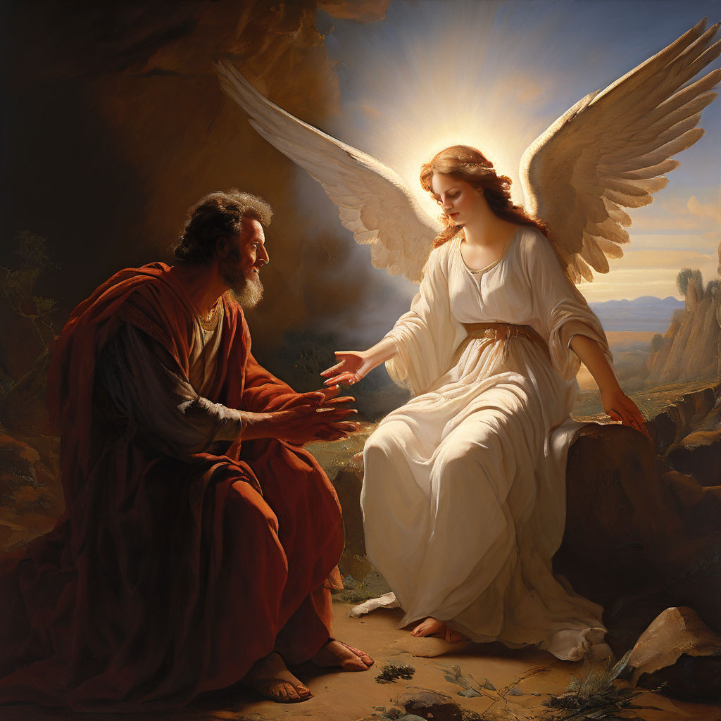 An angel appearing to Abraham and Sarah by Billy Mandah - Playground