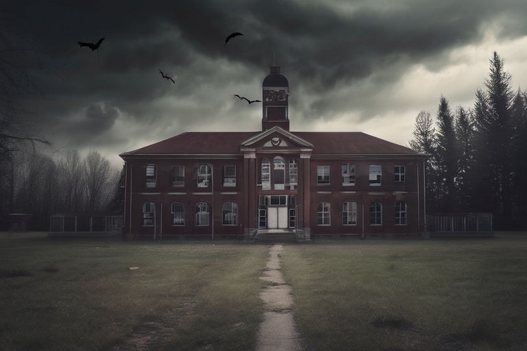 CREATE A SCARY PHOTOGRAPH OF A SINISTER SCHOOL IN THE MIDDLE... by luan farias - Playground