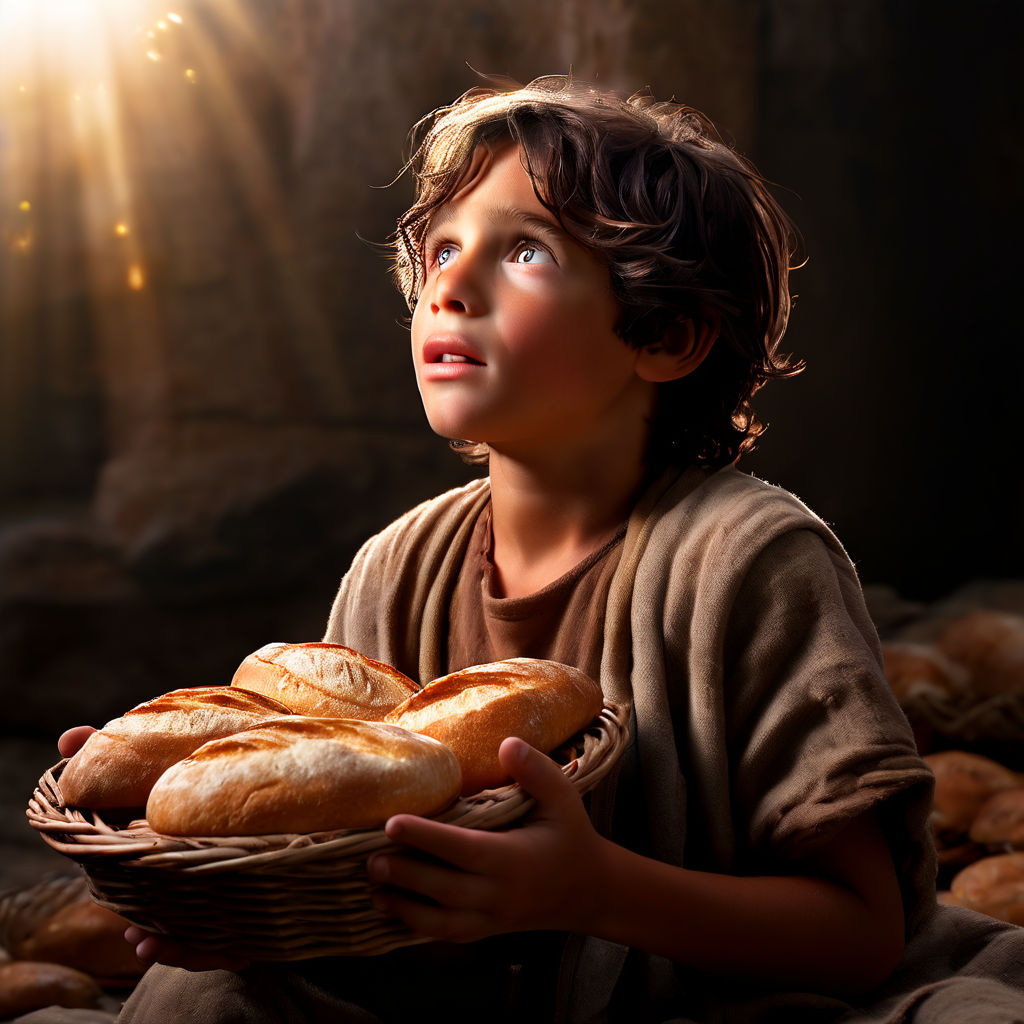 A boy offered five loaves and two fish. Jesus took the loave... by ...