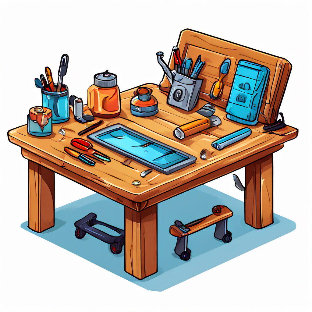 Cartoon table with tools in top down by Aitor Casanovas Castro - Playground