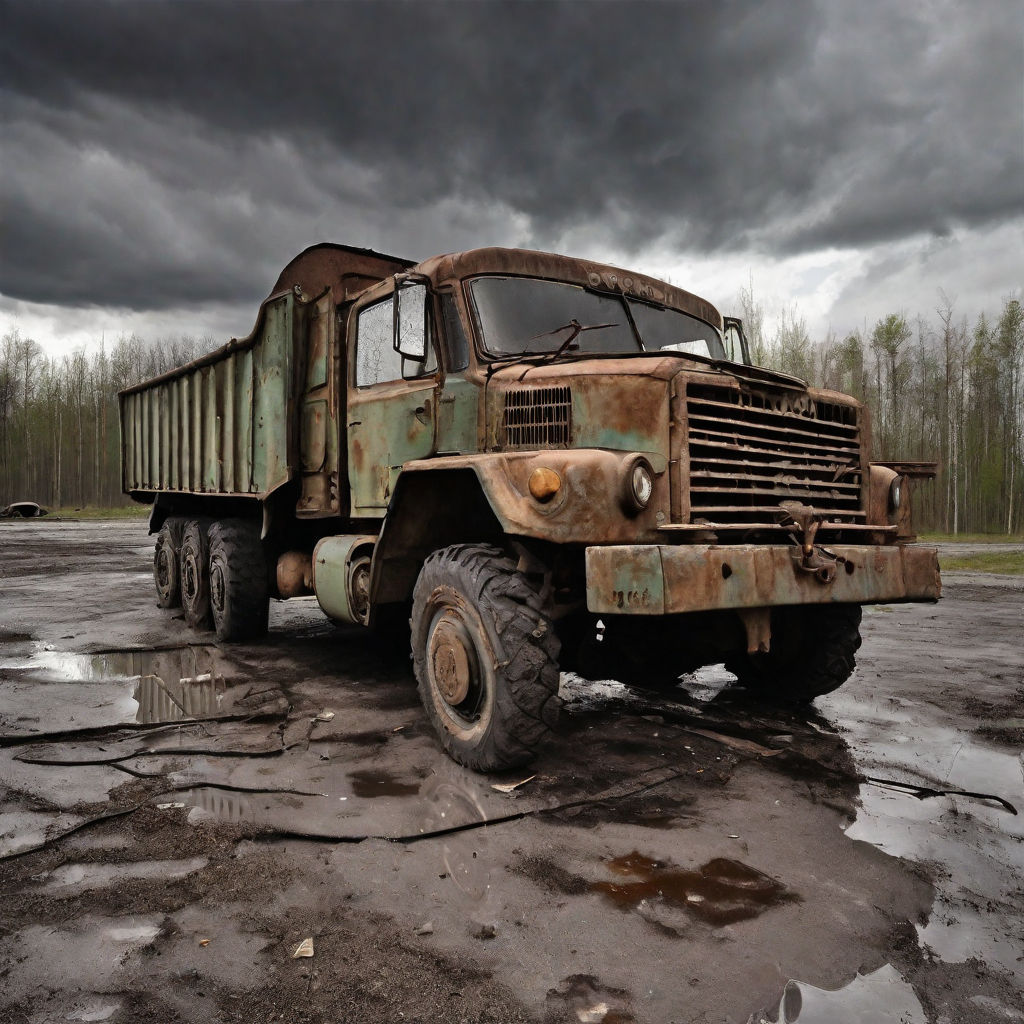 Abandoned parking lot of many rusty Soviet trucks by Константин Бенев ...