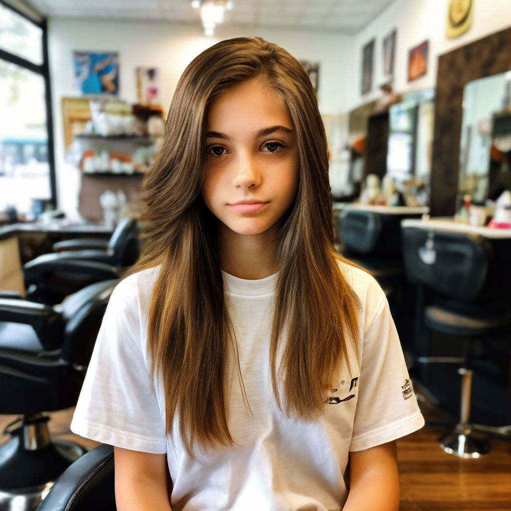 A teenage girl with caramel colored hair make the hair short... by ...