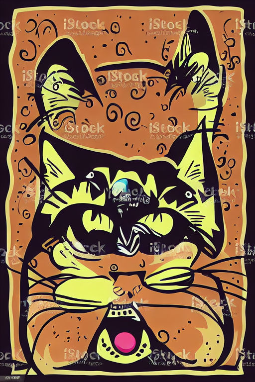 Vector art crazy cat angry doodle art by Tom Eglinton - Playground