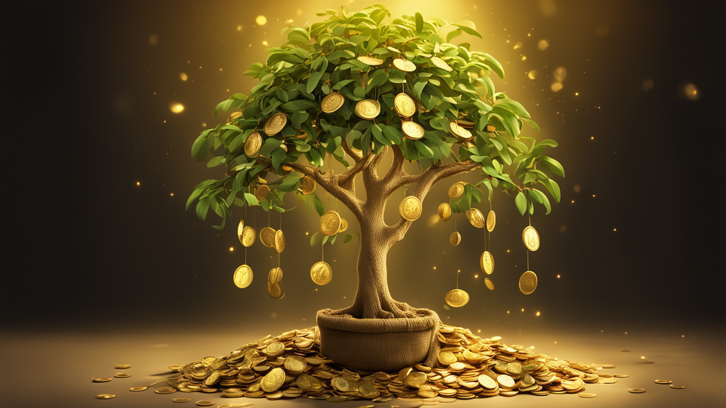 This image depicts a "money tree" with golden coins as leave... by Phú ...