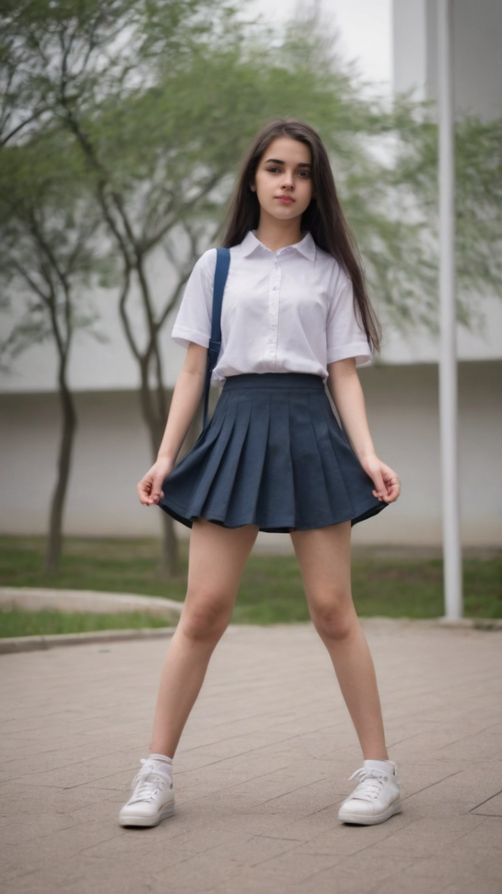 18 years old girl legs with skirt on school. Touched another... by ...