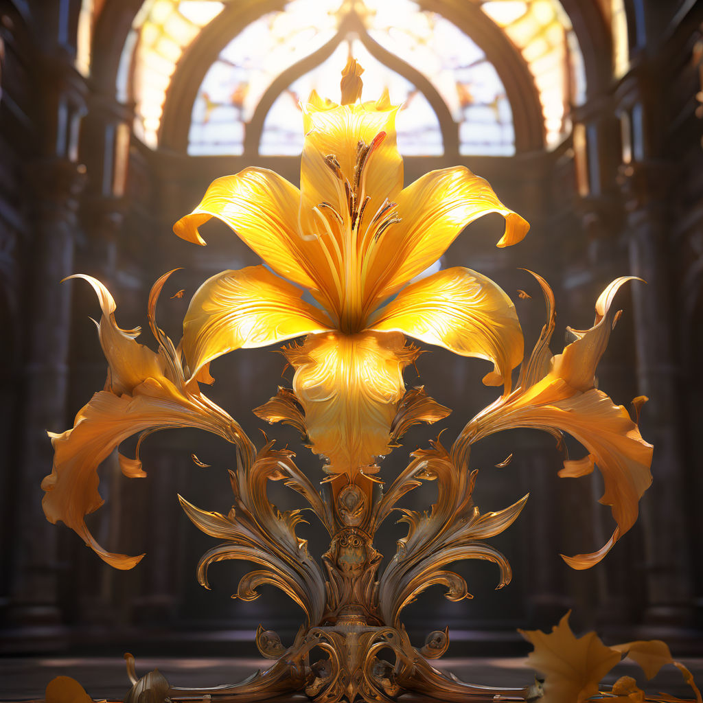 A yellow flapping royal banner depicting the symbol of the l... by Eric ...