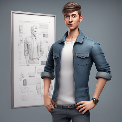 Create a 3D illustration of an animated character office emp... by ...