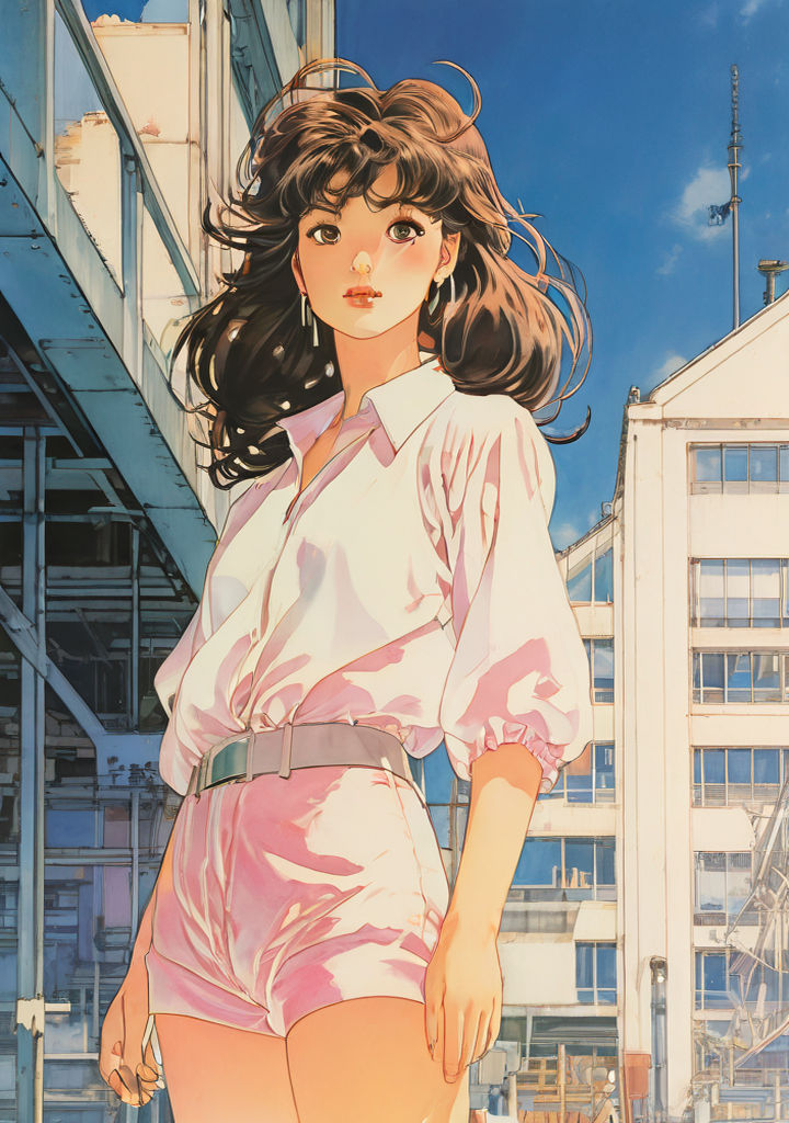 1980s anime style cover illustration by Takahashi Rumiko dep... by ...