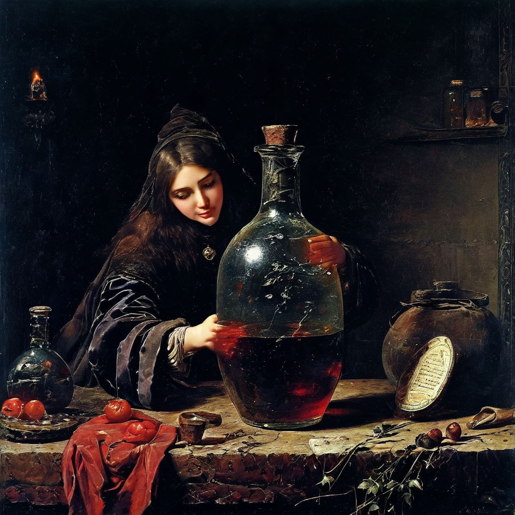 "The witch's action of pouring poison into a glass bottle" by 아리[양희연 ...