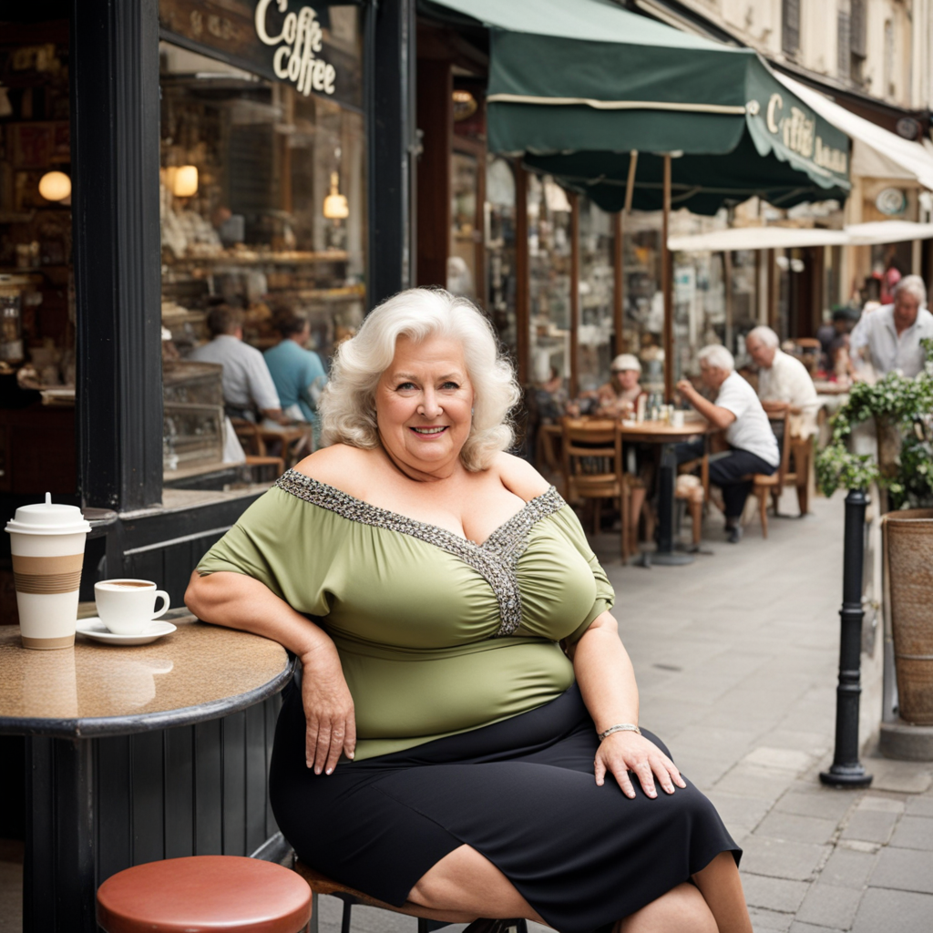 Create a 1960s photo of an fat overweight 70 year old female... by ...