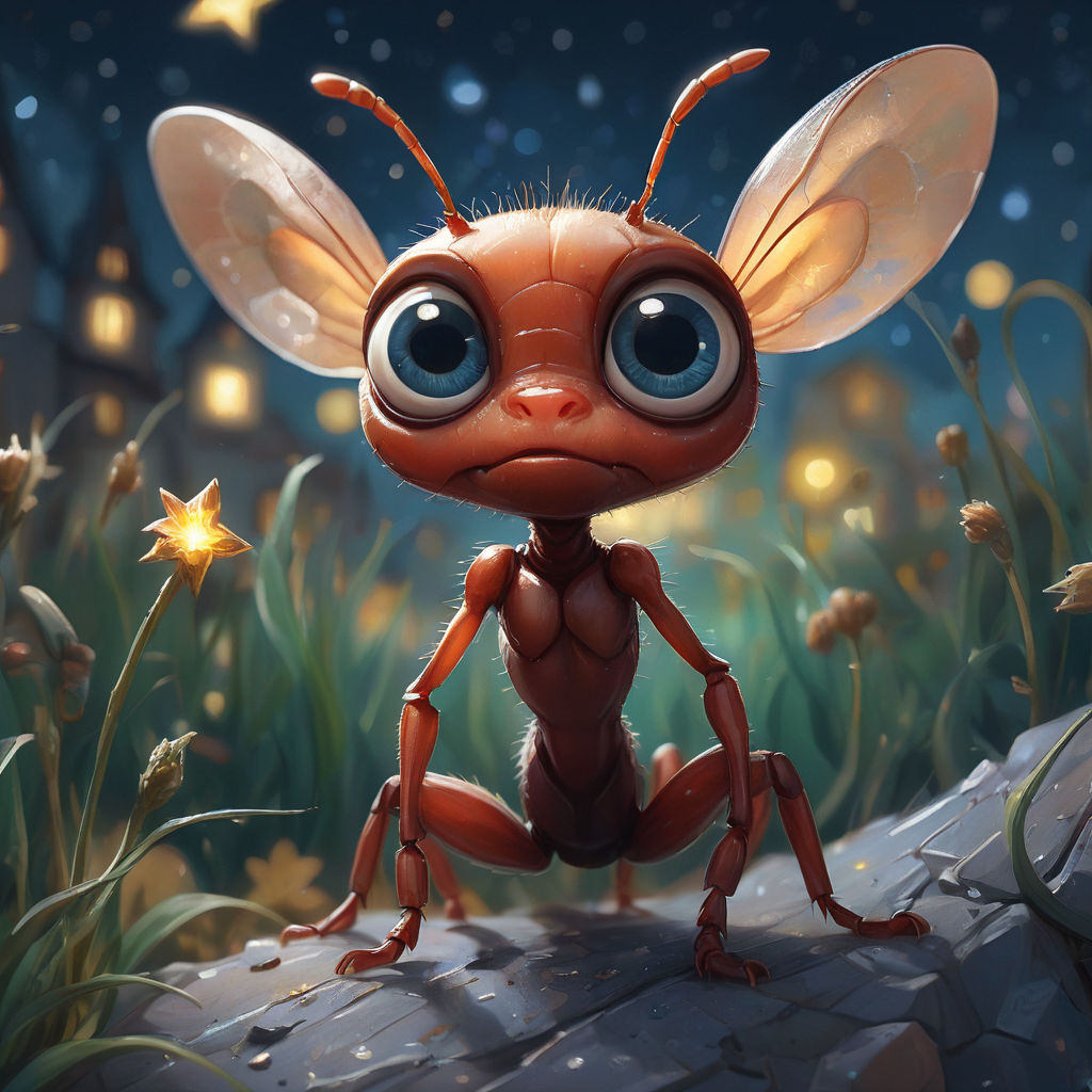 Beautiful little ant in cartoon style with big eyes on the b... by ...