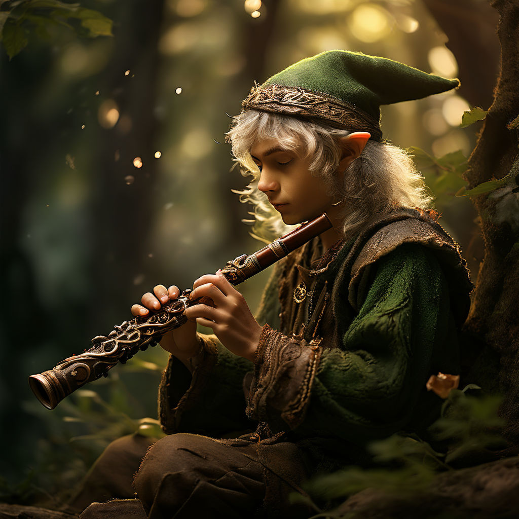 An elf plays the flute by Dianardo Lecaprio - Playground
